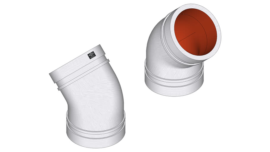 Grooved 45 Elbow 3 inch. | 3D Warehouse