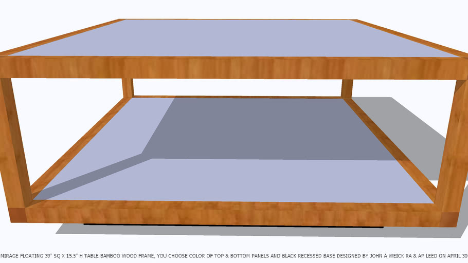 TABLE COFFEE 39 SQ DK WD FRAME YOU CHOOSE PANELS COLOR BY JOHN A WEICK ...