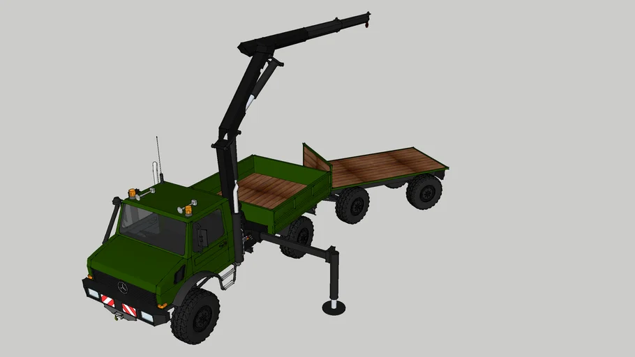Unimog with crane and trailer | 3D Warehouse