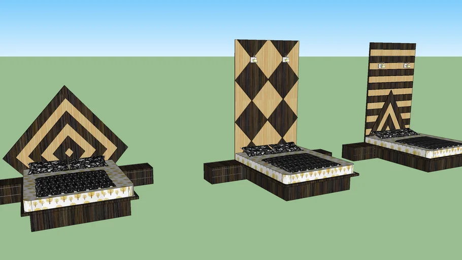 Double bed Back Design | 3D Warehouse