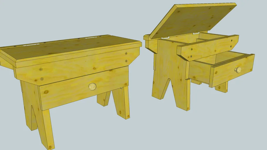 Stool with under seat storage and a draw | 3D Warehouse