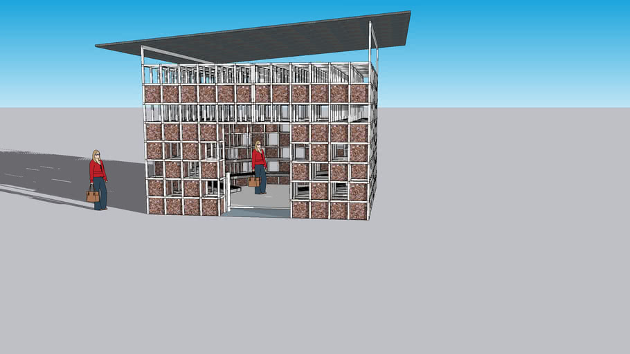 Steel structure cube pavilion | 3D Warehouse