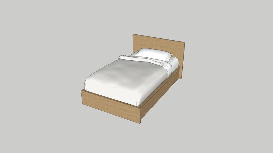 Cama individual madeira Oslo 1180 carvalho natural | 3D Warehouse