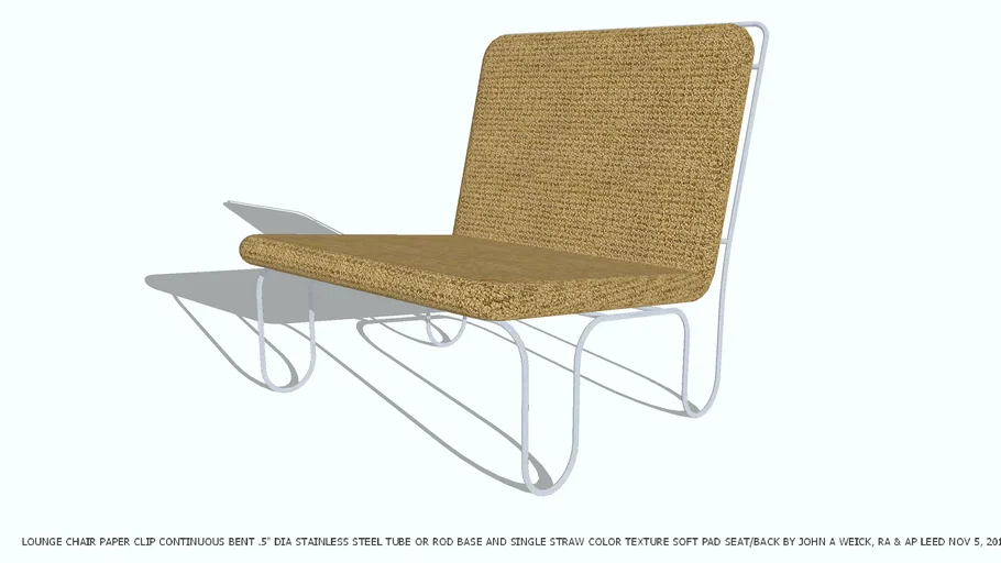 LOUNGE CHAIR PAPER CLIP STRAW COLOR DESIGNED BY JOHN A WEICK RA | 3D ...