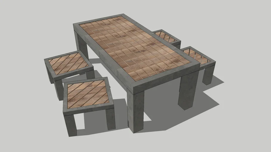 Wood and Stone Bench Set | 3D Warehouse