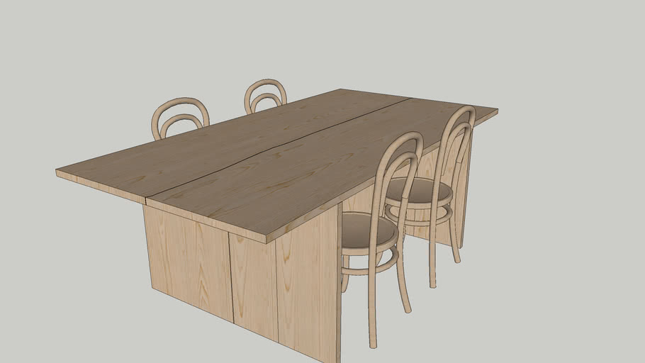 wooden dining table with chairs | 3D Warehouse