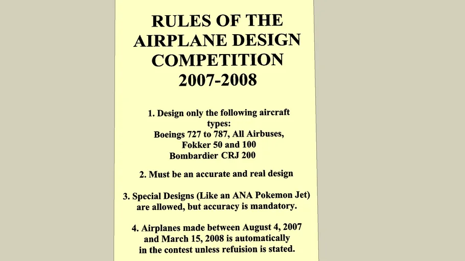 Rules of the Airplane Design Contest | 3D Warehouse