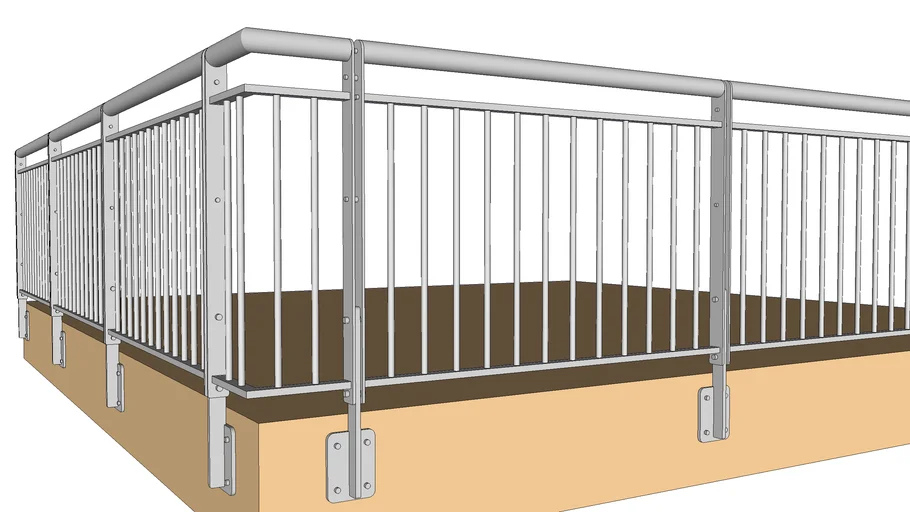 Steel Studio USA Commercial Vertical Railing System Face Mount | 3D ...