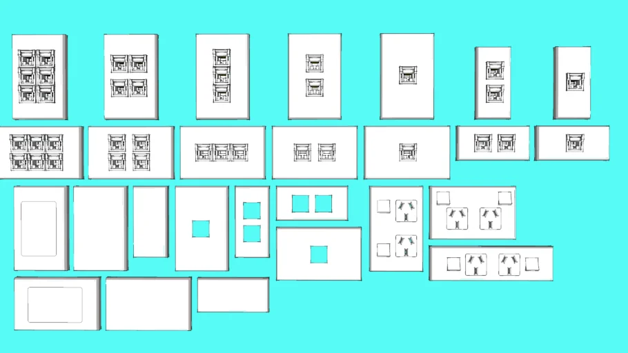 Network jack outlet plates | 3D Warehouse