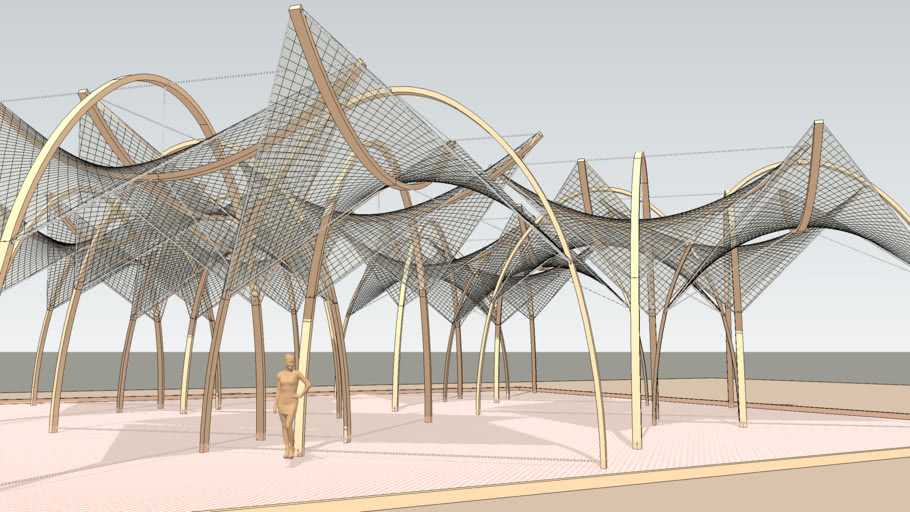 Fishnet-shape shed appliances for a wetland park, landscape structure ...