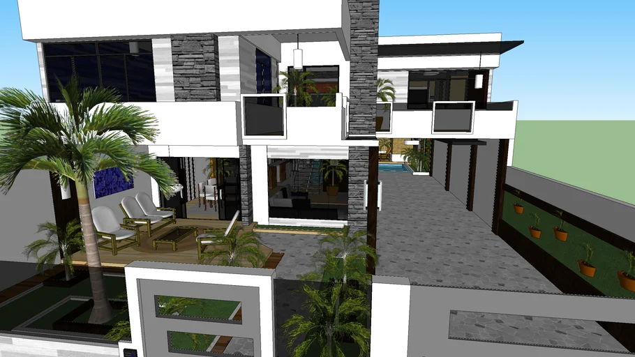 Modello Di Casa 3d Vista Del Modello 3d Della Casa | Immagine Generata