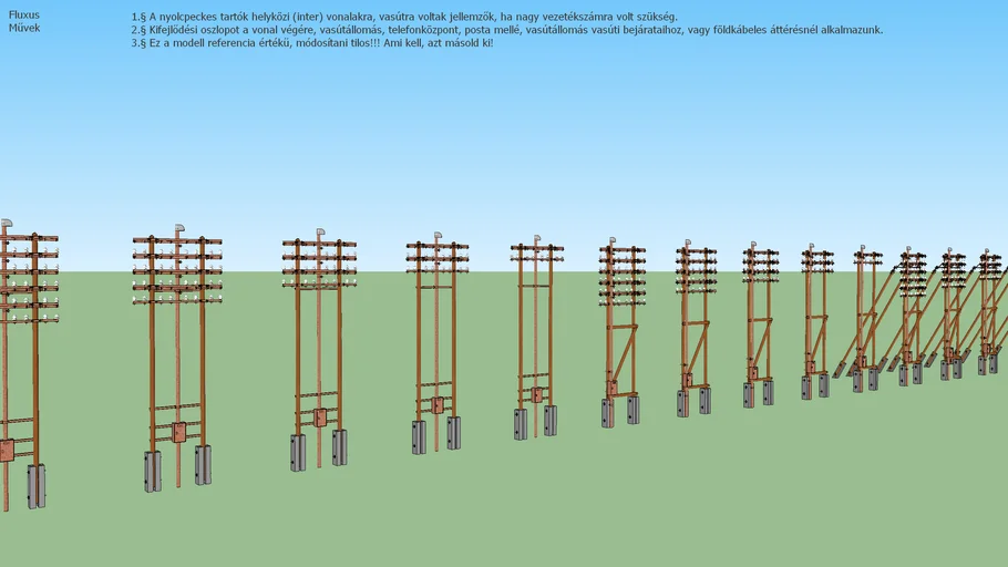 Hungarian Telecommunication Pole - Double terminal poles | 3D Warehouse