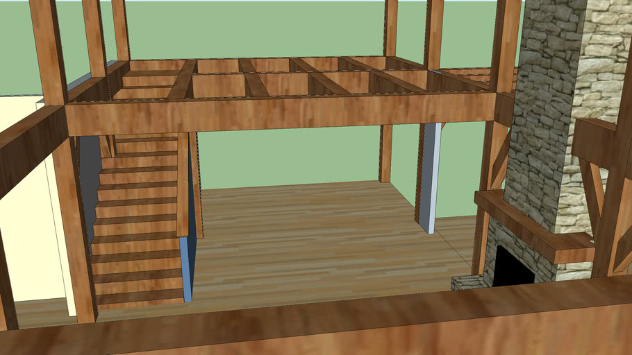 timber frame with stairs updated 1-24-15 | 3D Warehouse