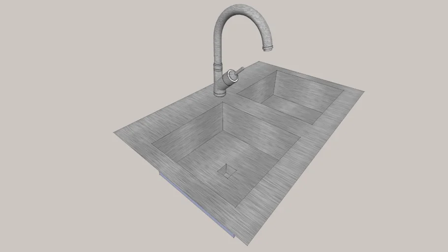 double metal sink w faucet | 3D Warehouse