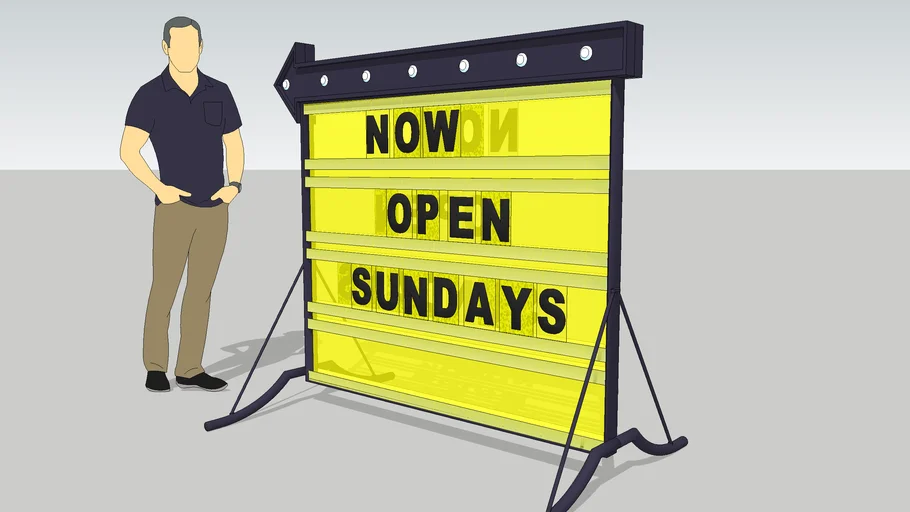 MARQUEE SIGN / letters / Yellow open sign light | 3D Warehouse