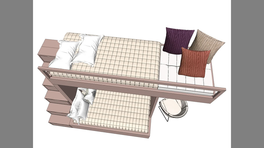cama beliche com escada e penteadeira | 3D Warehouse