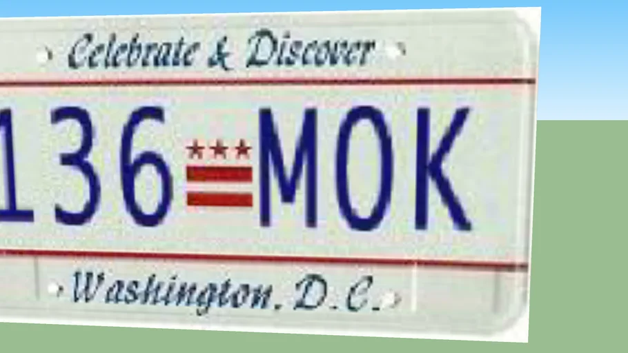 1991 Washington, D.C. License plate - 136 MOK | 3D Warehouse