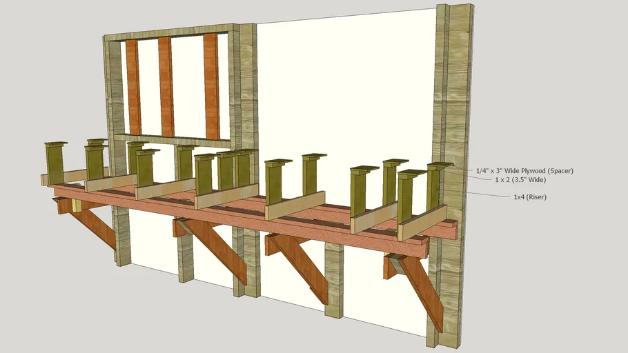 Benchwork with Risers & Cleats | 3D Warehouse