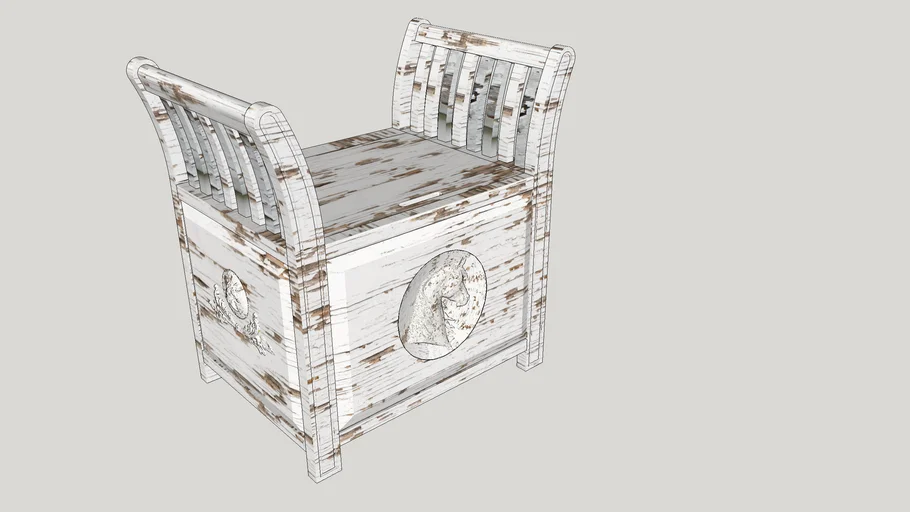 vintage bench / chair with storage. | 3D Warehouse
