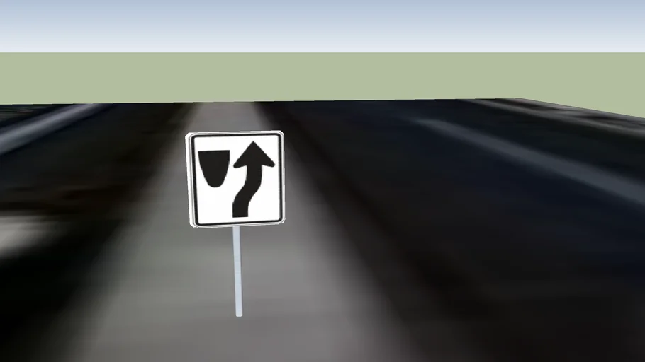 traffic 'island' merge right sign at 7000 Hollister Ave | 3D Warehouse