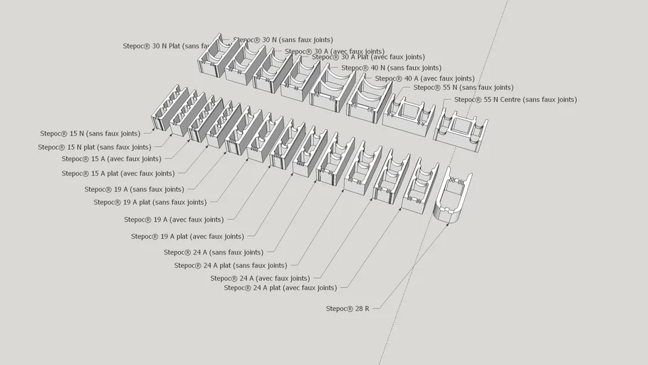 Gamme de Bloc Stepoc | 3D Warehouse