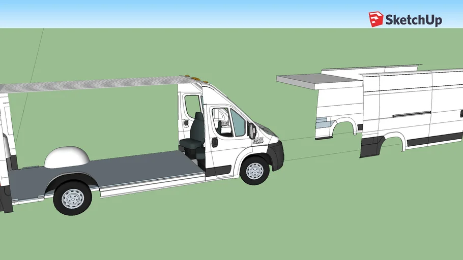 Promaster 3500 Extended EXT 159 in WB With Doors and Queen Bed | 3D ...