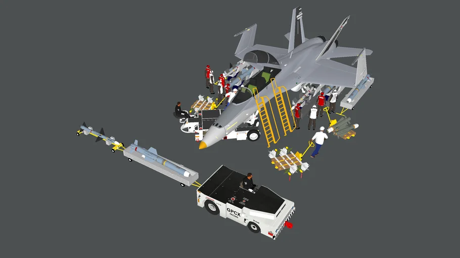 us_navy+F-18D+getting_armed+on_cvn79 | 3D Warehouse