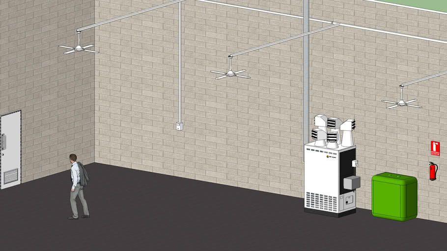 Instalación generador de aire caliente con bocas rotativas MET MANN ...
