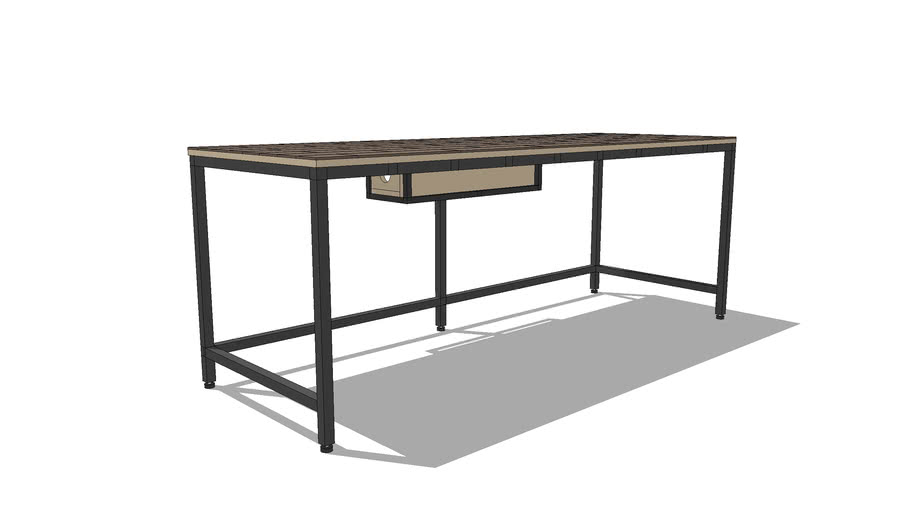 Meja Komputer V4 200cm | 3D Warehouse