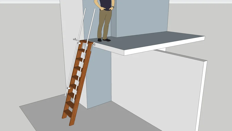 Sliding mezzanine ladder | 3D Warehouse