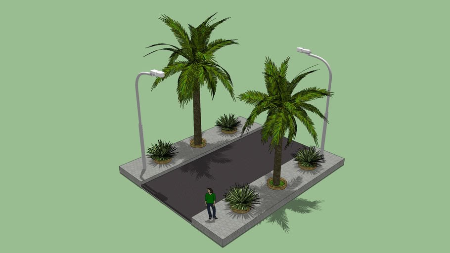 Street with Sidewalks and Trees | 3D Warehouse