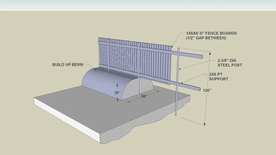 Fence with berm | 3D Warehouse