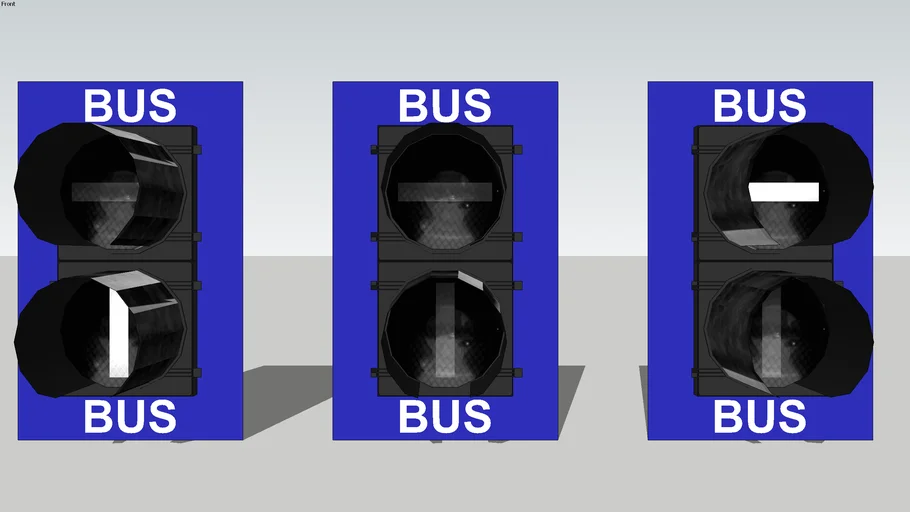 Blue-Backplated 2-section Bus Transit signals. | 3D Warehouse