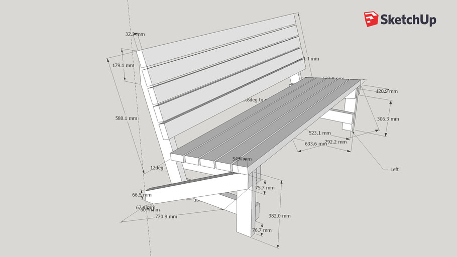 Garden Bench from construction timber | 3D Warehouse