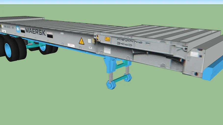 Collapsed MEARSK Flat Rack 40' On Chassie | 3D Warehouse