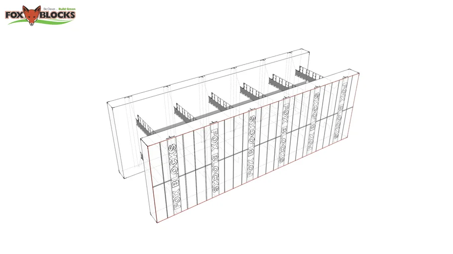 Fox Blocks ICF Straight Block 12 Inch Core | 3D Warehouse
