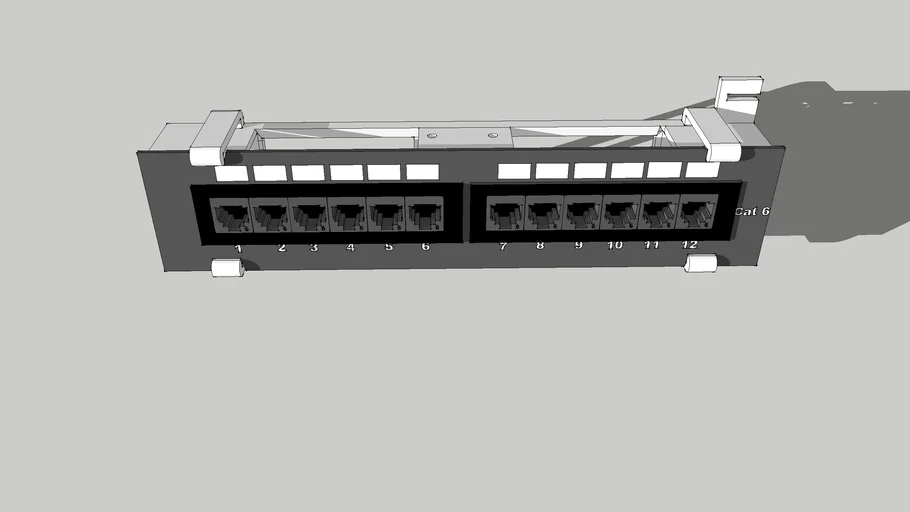 12 port Cat 6 patch panel with wall mount | 3D Warehouse
