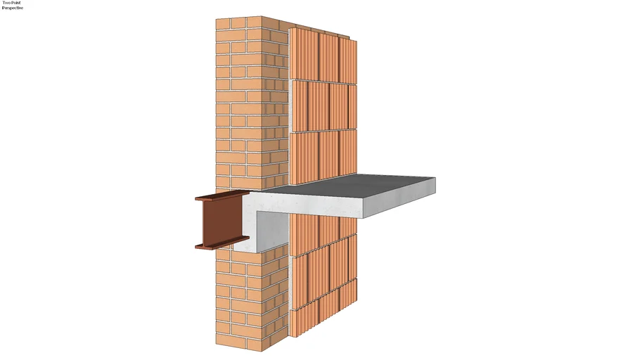 01.020.0221 Wall system Brick wall w/ structural steel framing, furring ...