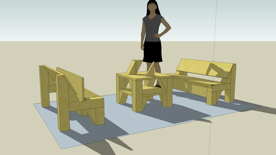 Garden Bench and table | 3D Warehouse