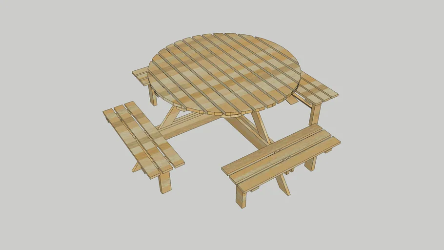 Circle / Round Wooden Picnic Bench | 3D Warehouse