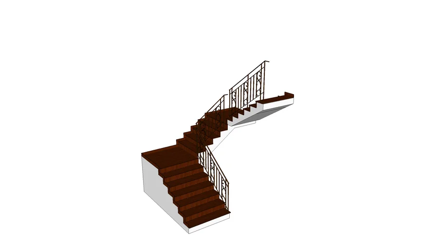 Traditional Staircase with hand rail | 3D Warehouse