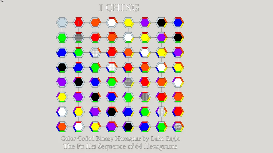Color Coded Binary Hexagons of the Fu Hsi Sequence I CHING | 3D Warehouse