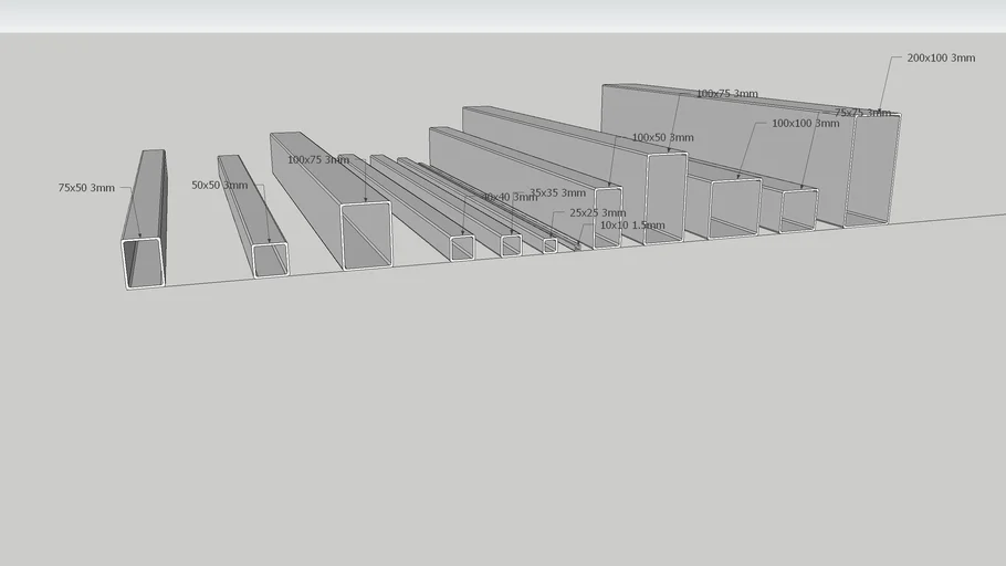 SHS & RHS Hollow Tube 3mm Wall | 3D Warehouse