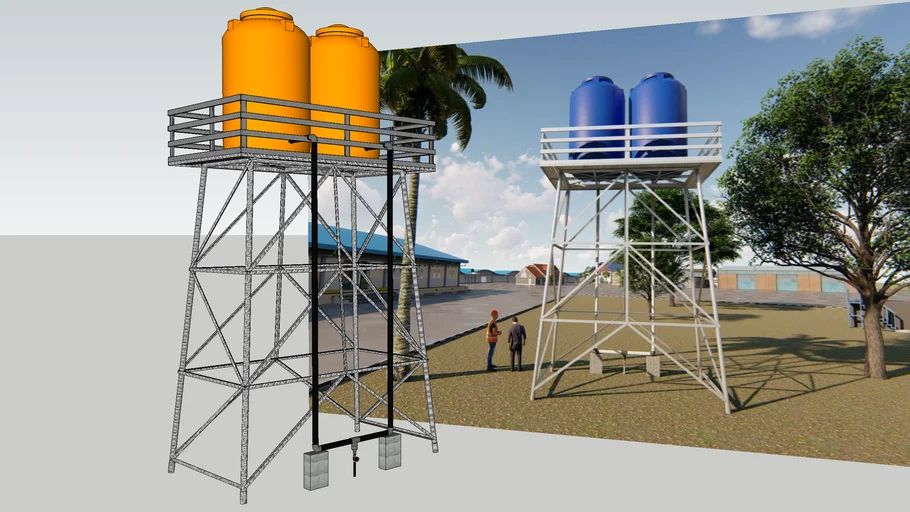 Tower Air Bersih 7.000 liter | 3D Warehouse