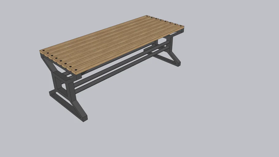 Panca in ferro e legno di Rovere | 3D Warehouse