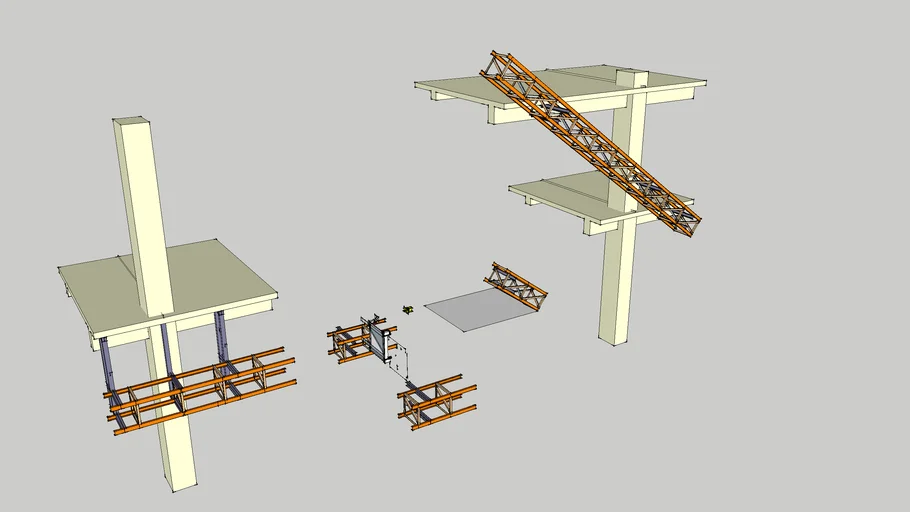 steel structure supporting ACP | 3D Warehouse