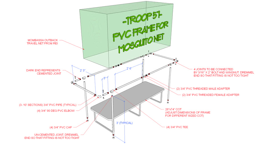 PVC frame for a mosquito net | 3D Warehouse
