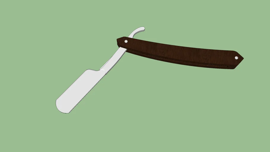 Razor (barber straight razor (reffil)dark wood handle) | 3D Warehouse