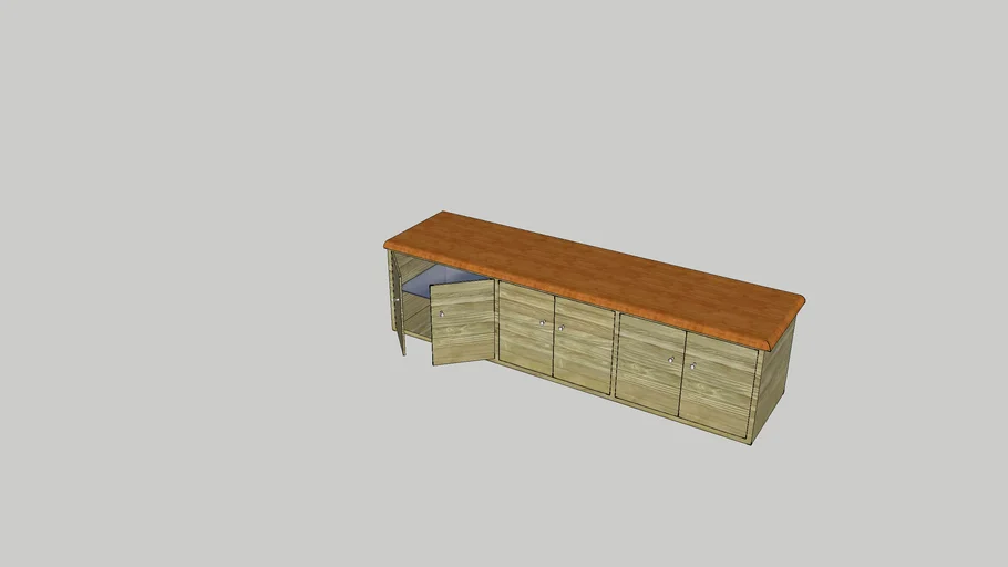 Mobiletto Angolo Legno 3 Doppie Ante Ripiani Vetro 2000x500x530 | 3D ...