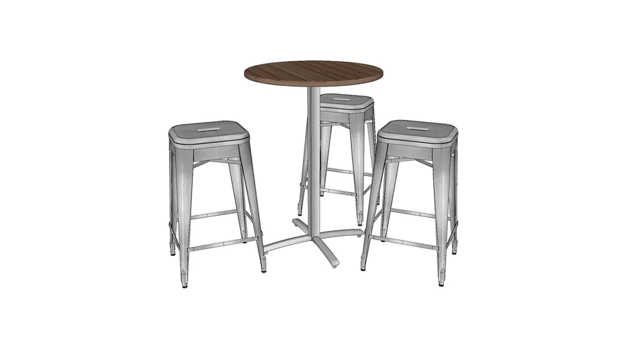 Bar Ht Table n Tolix Stools | 3D Warehouse